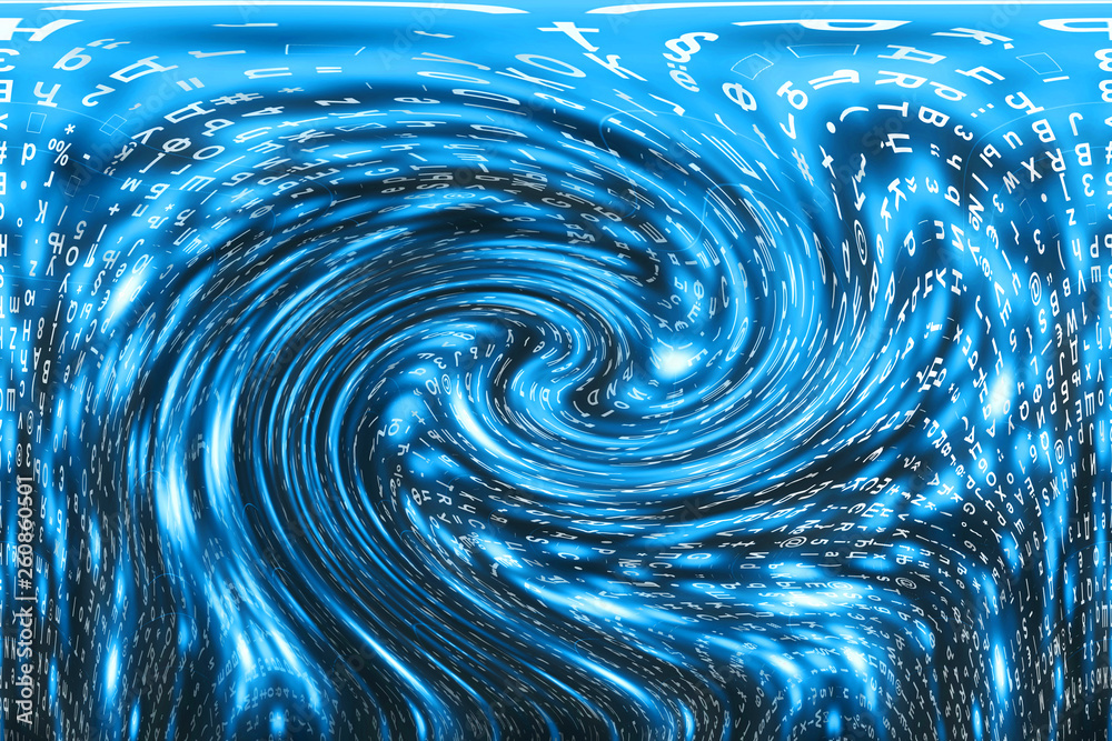 Blue matrix digital background. Distorted cyberspace concept ...