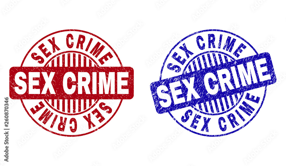 Grunge Sex Crime Round Stamp Seals Isolated On A White Background