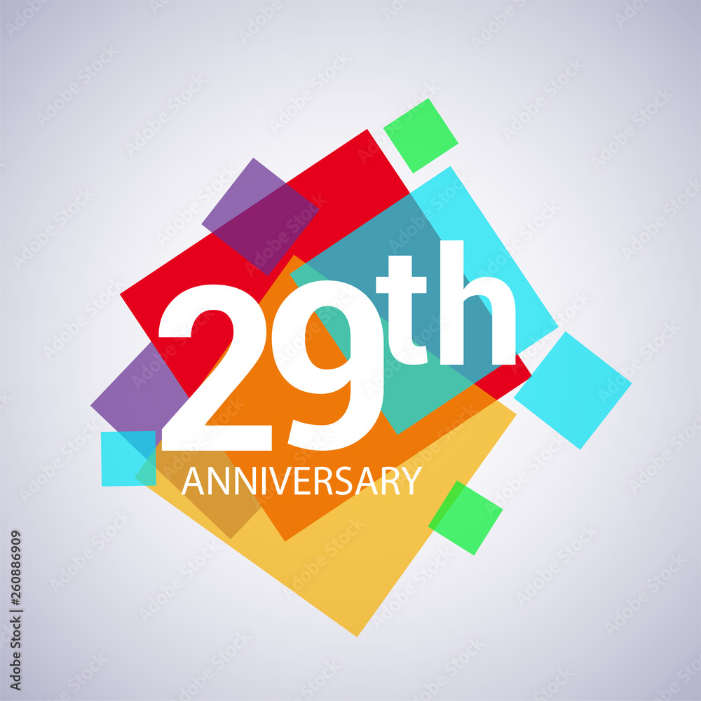 29th anniversary logo, vector design birthday celebration with colorful ...