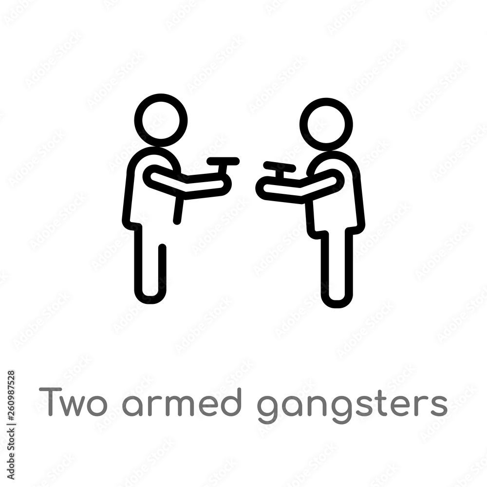 Vector de Stock outline two armed gangsters pointing each other with ...