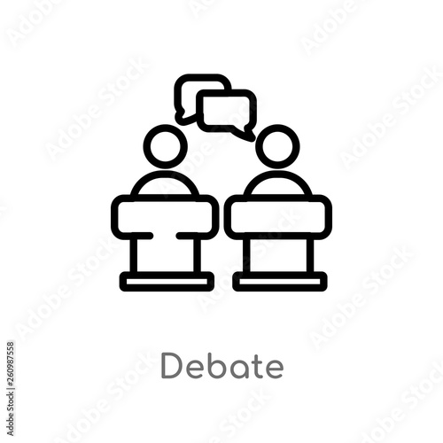 outline debate vector icon. isolated black simple line element ...
