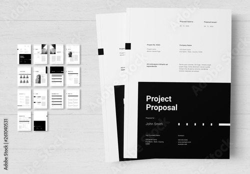 Black and White Project Proposal Stock Template | Adobe Stock