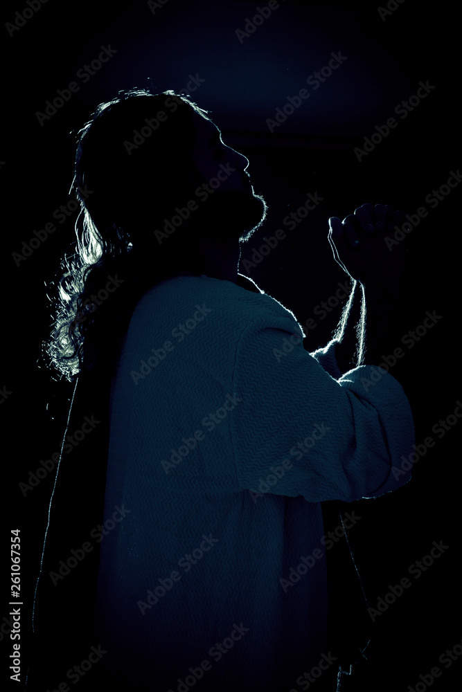 Jesus Christ praying at night Stock Photo | Adobe Stock