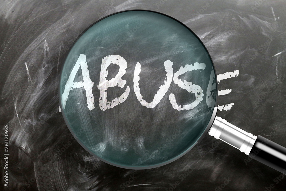 Learn, study and inspect abuse - pictured as a magnifying glass ...