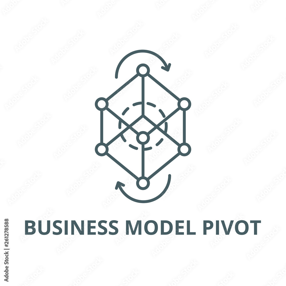 Business model pivot line icon, vector. Business model pivot outline ...
