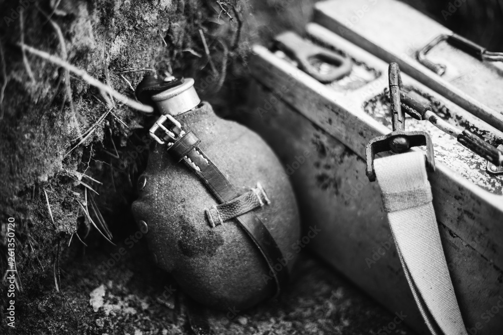 Old German Wehrmacht Times Of World War II Vintage Flask And Box of ...