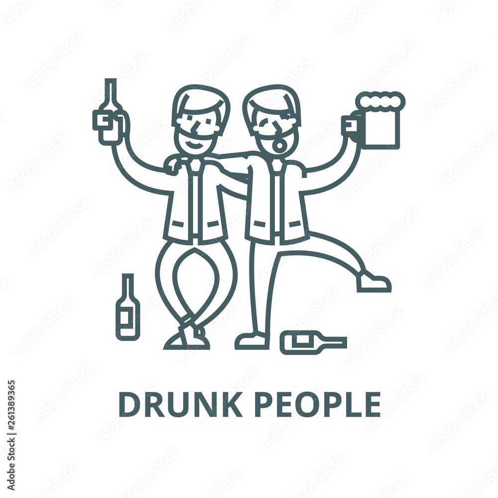 Vetor Drunk people,drunk party,two men drinking line icon, vector ...