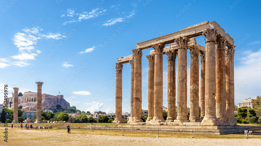 Panorama of Temple of Olympian Zeus, Athens, Greece. It is a great ...