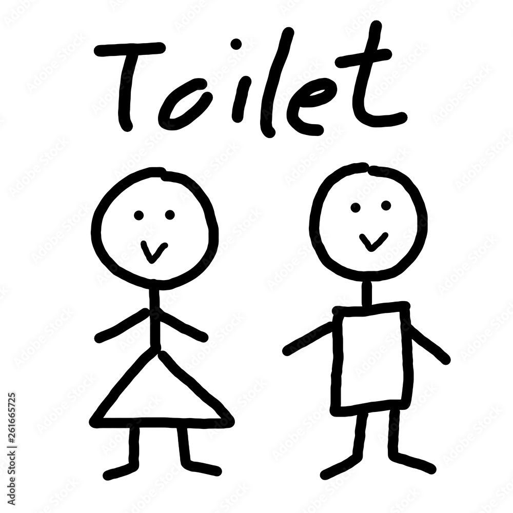 Toilet Sign Hand Drawn Icons Cartoon , WC , Restroom , Sign Icons Stock ...