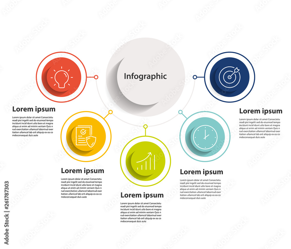 Vector de Stock infographic 5 step presentation, infographic linear ...