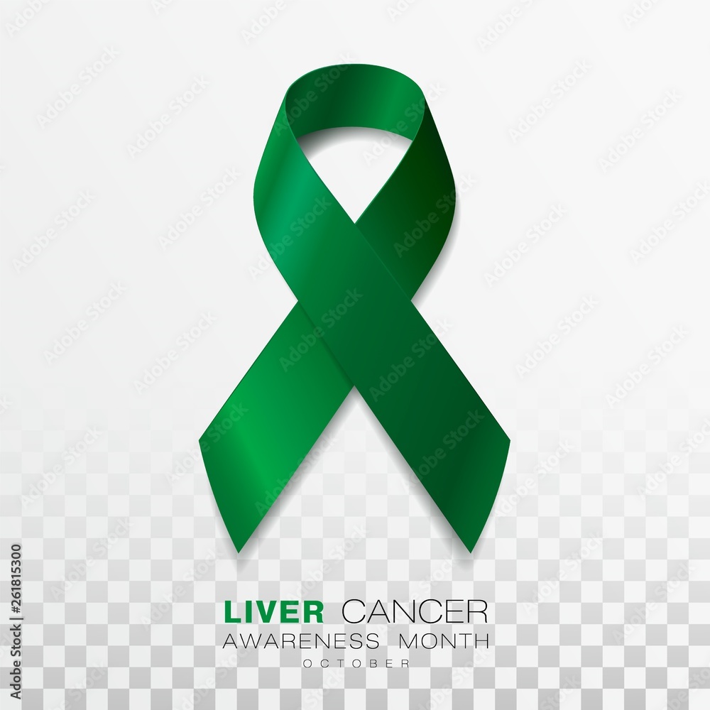 Liver Cancer Awareness Month. Emerald Green Color Ribbon Isolated On ...