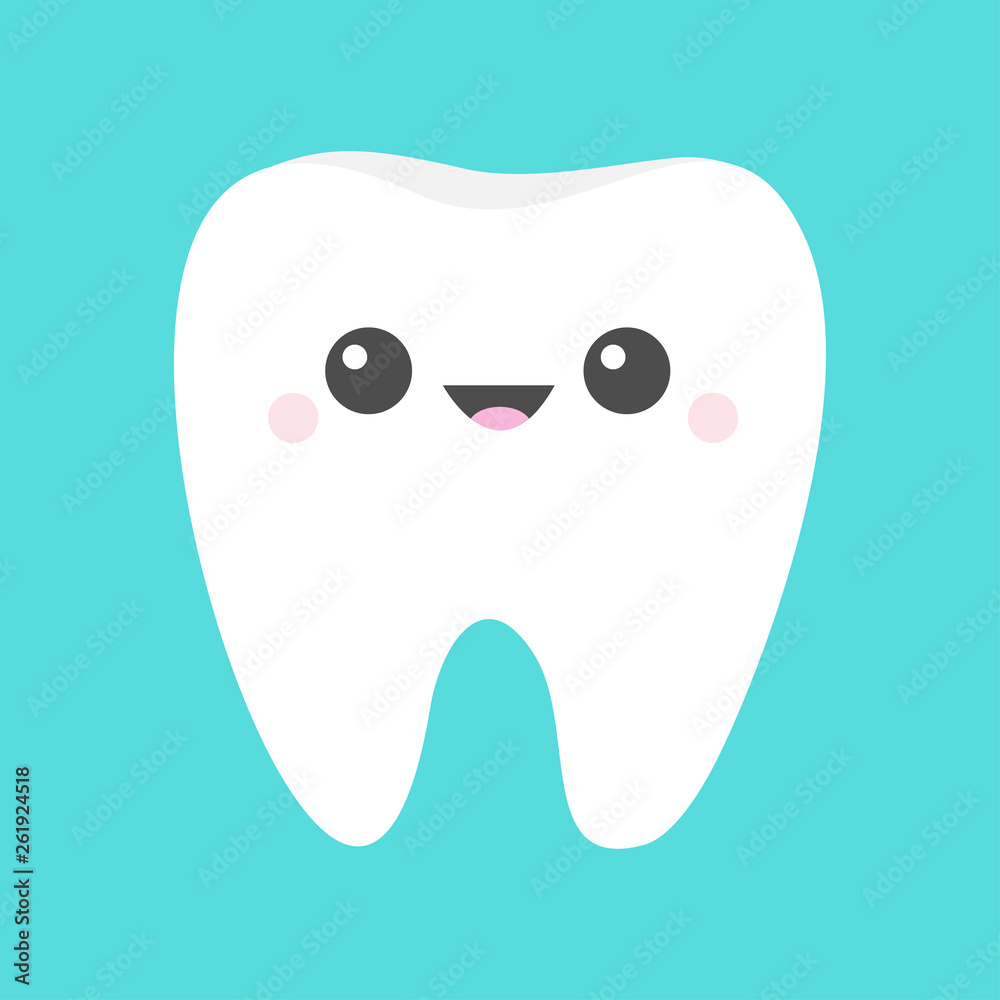Healthy white tooth icon. Cute cartoon kawaii smiling funny face ...