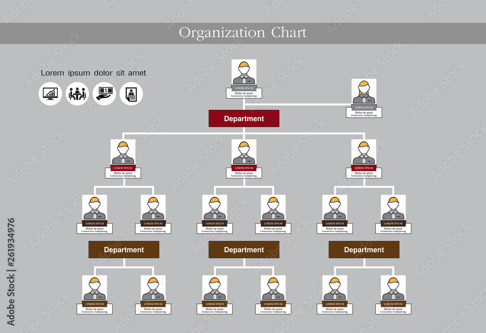 Organization Chart Infographics with People Icon and Abstract Line ...
