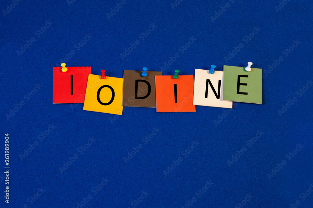 Iodine – one of a complete periodic table series of element names ...