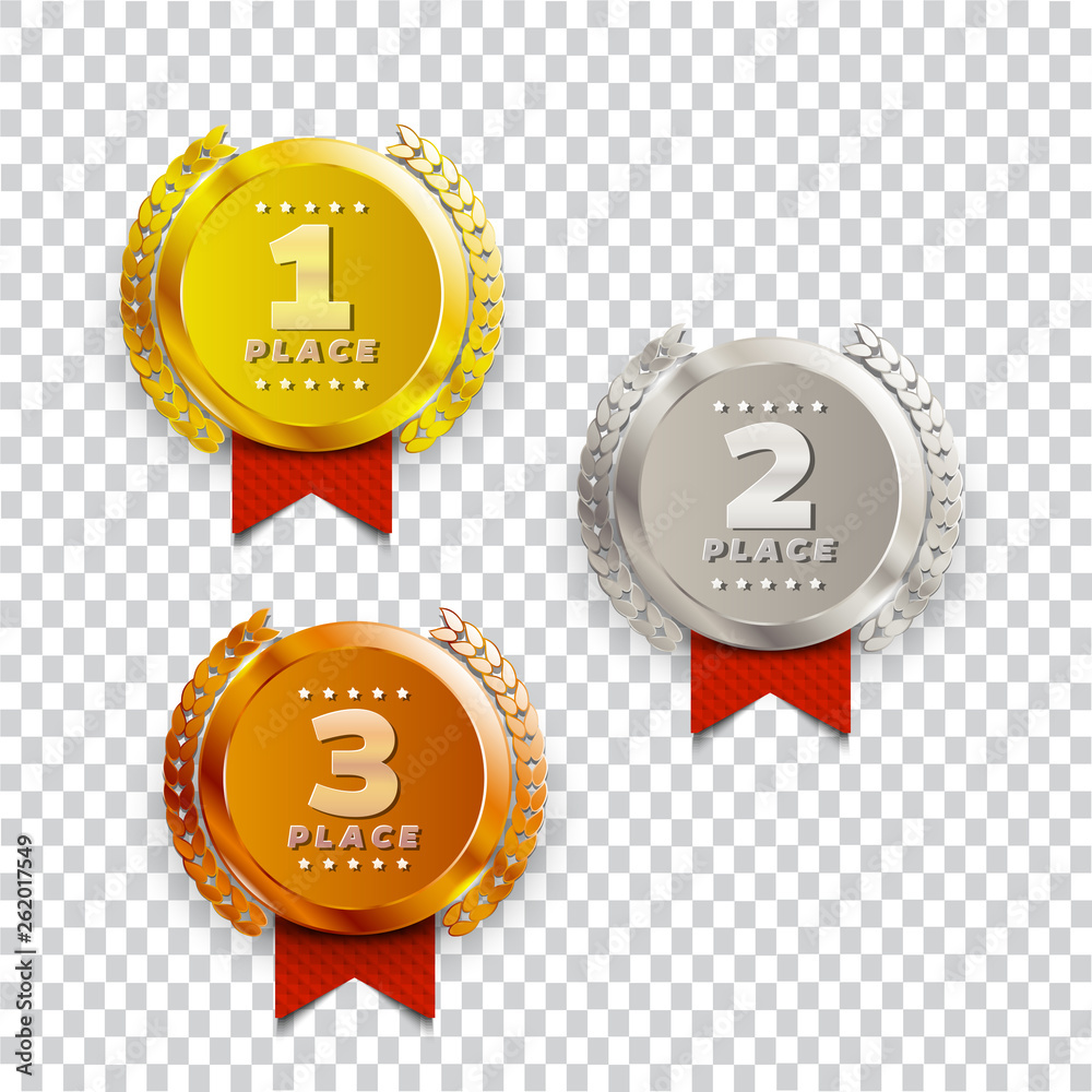 1st, 2nd, 3rd place logo's with laurels and ribbons. Vector ...