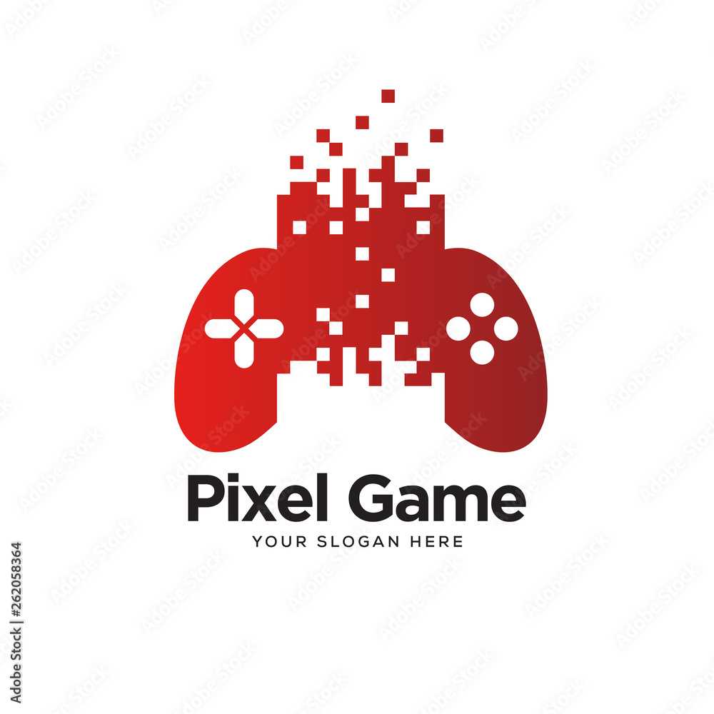 pixel game logo designs concept, joystick logo designs symbol Stock ...