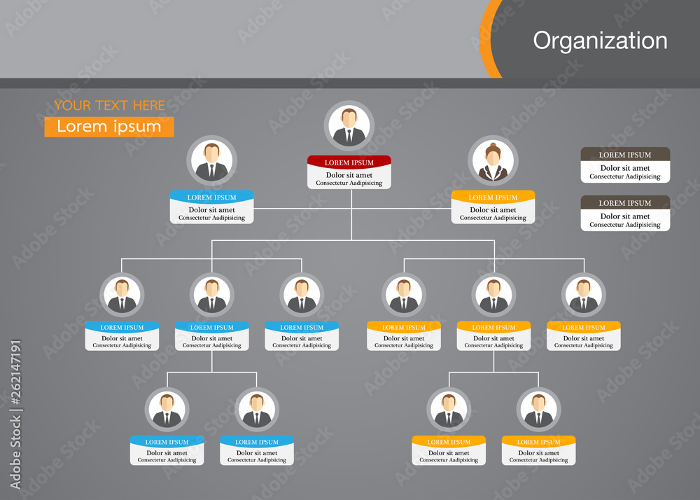 Organization Chart Infographics with People Icon and Abstract Line ...
