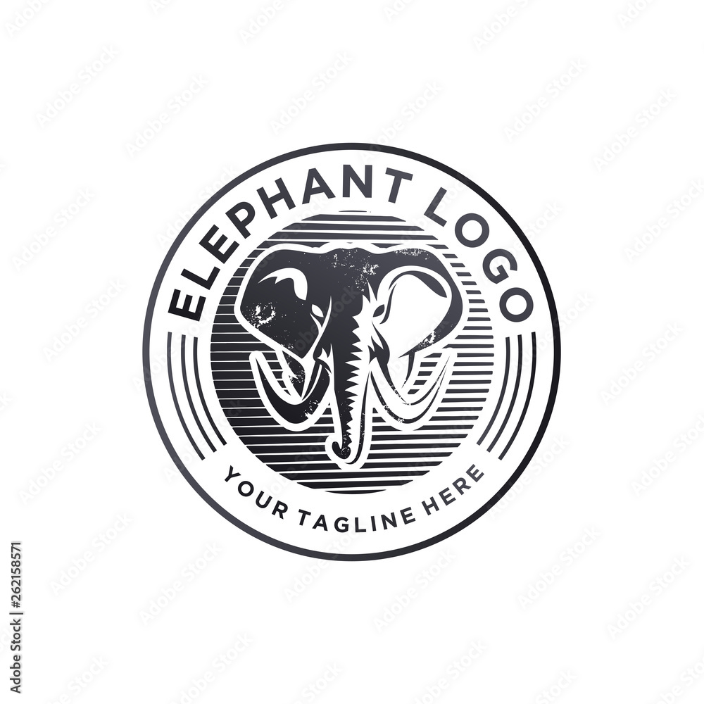 elephant logo designs concept, elephant face mascot logo template Stock ...