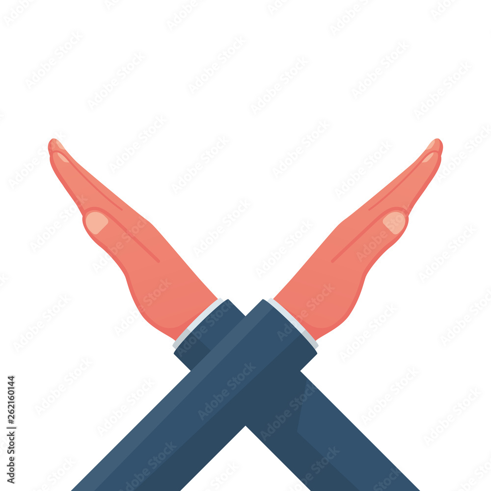 Gesture crossed hands. Rejection expression crossing arms. Negative ...