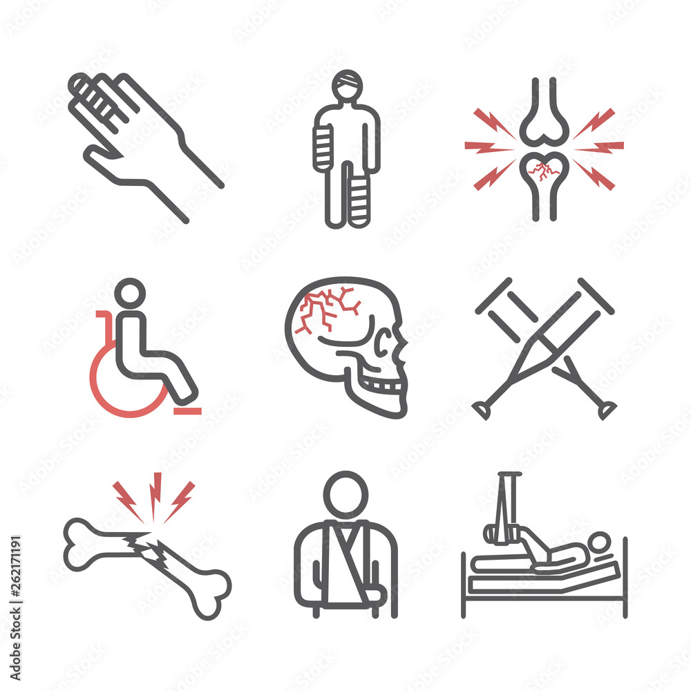 Bone Fractures line icons. Treatment. Infographic. Vector illustrations ...