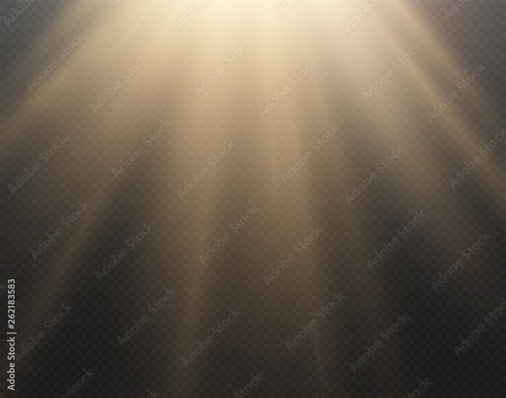 Light sun vector effect isolated on transparent background. Yellow ...