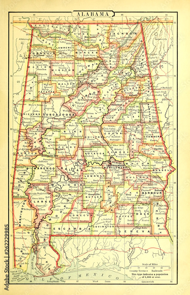 Old US state. Map Stock Illustration | Adobe Stock