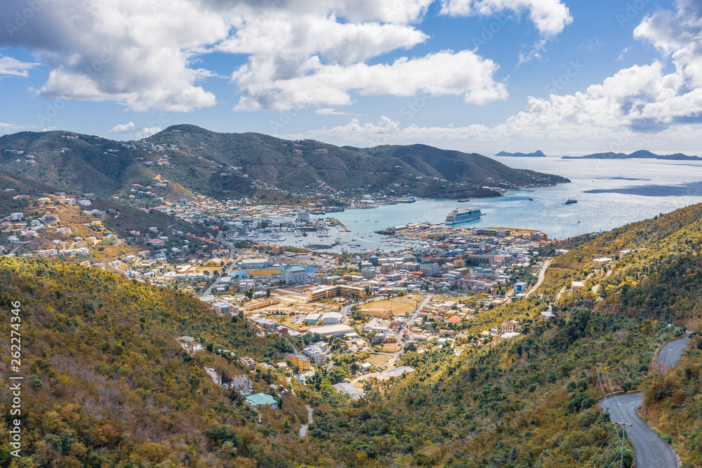 Photo Stock Scenic aerial view of capital of British Virgin Islands ...