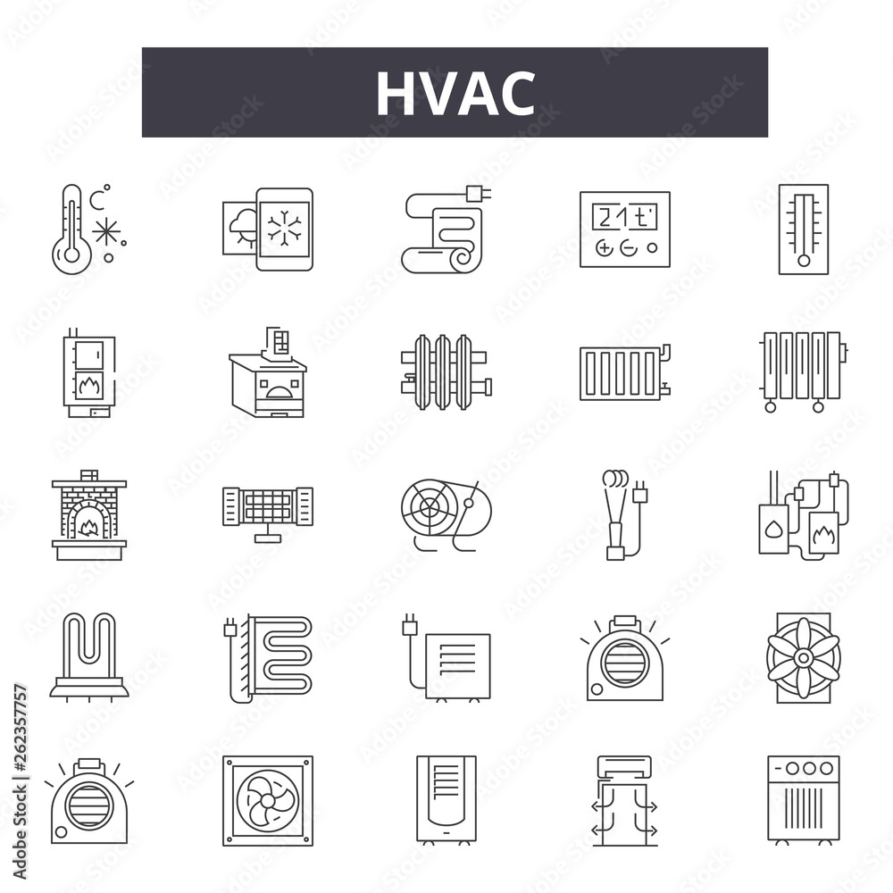 Hvac line icons, signs set, vector. Hvac outline concept illustration ...