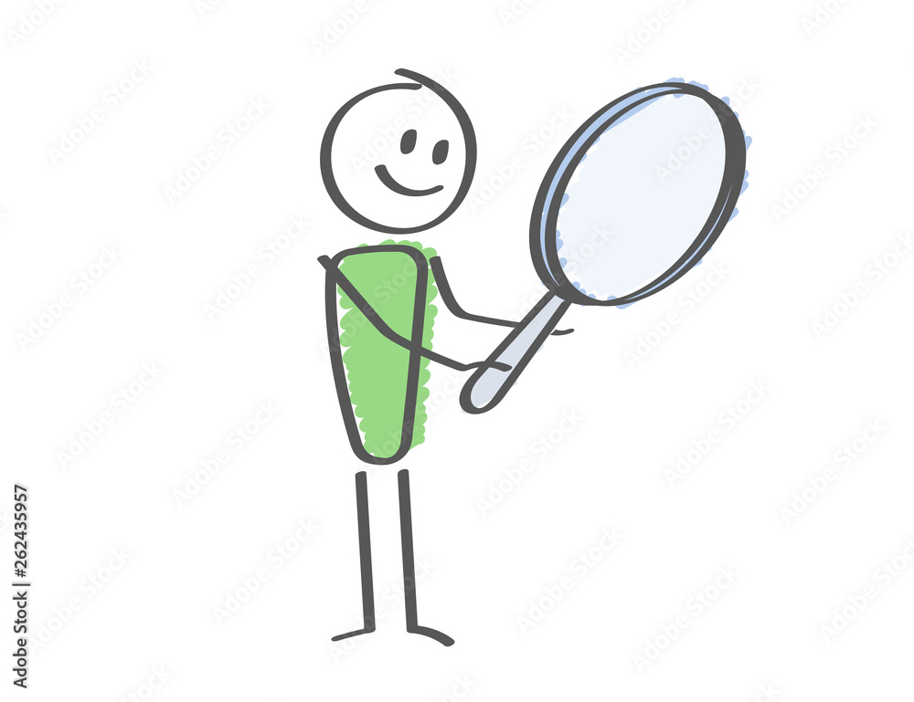 Stick Figure - man with magnifying glass Stock Vector | Adobe Stock