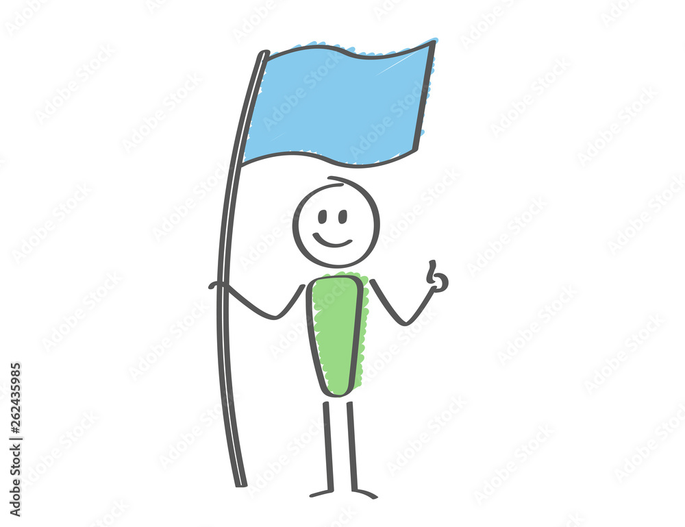 Stick Figure - man with simple flag Stock Vector | Adobe Stock
