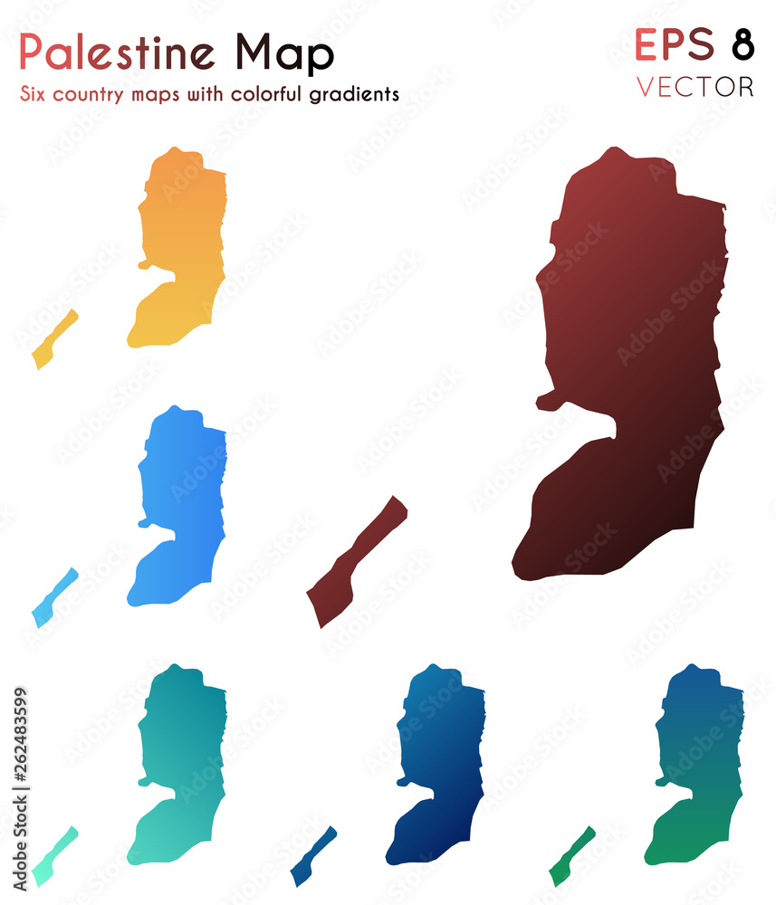 Map of Palestine with beautiful gradients. Alluring set of Palestine ...