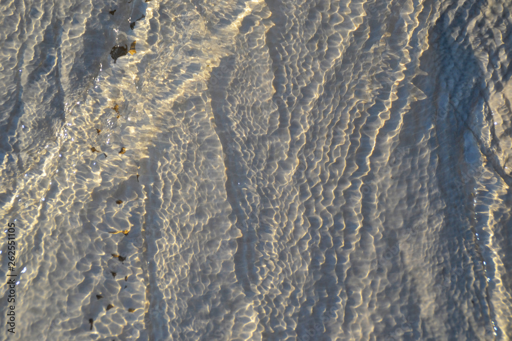 Calcium deposits from thermal springs, travertine pools in Pamukkale ...