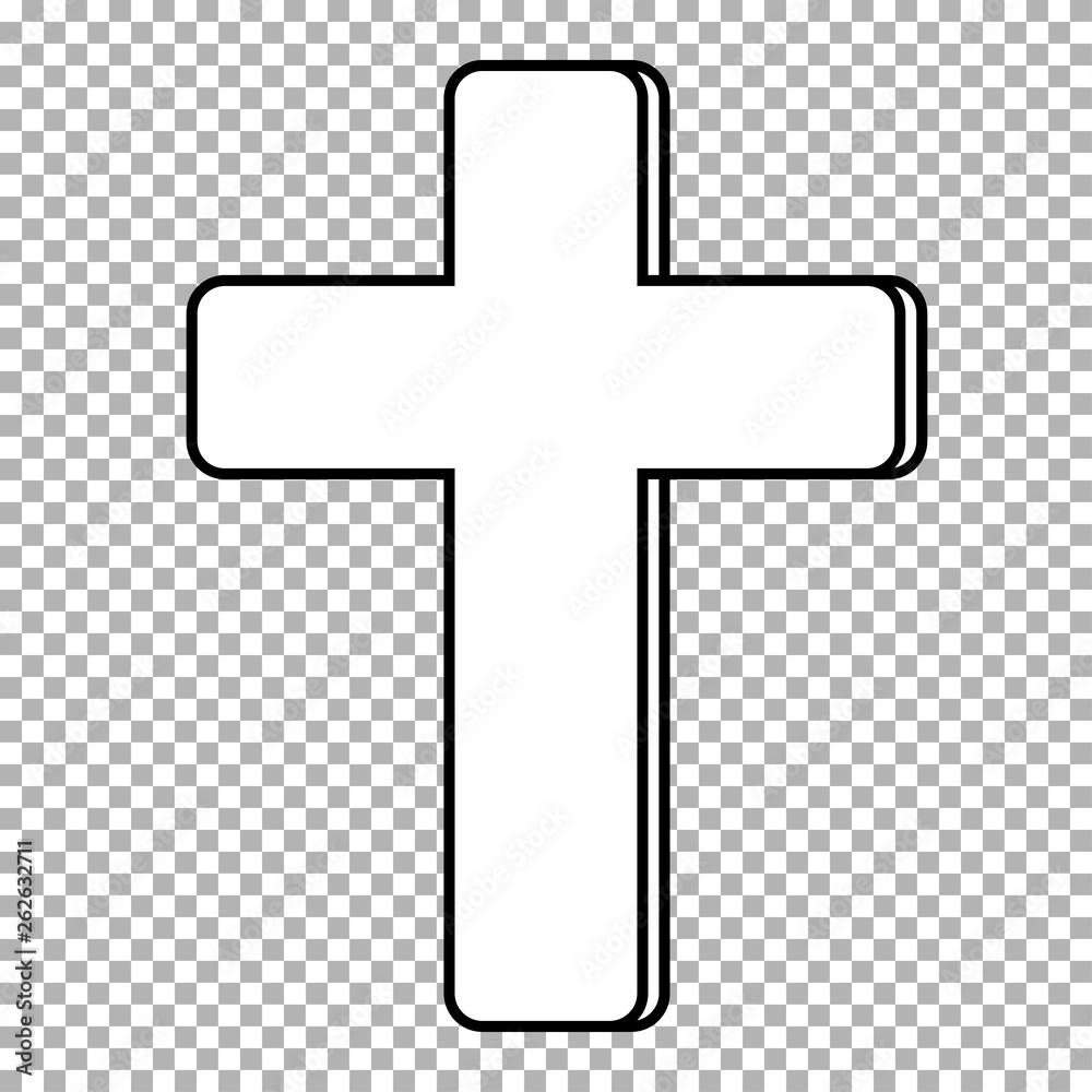 Cross icon. Wooden cross sign silhouette symbol on transparent ...