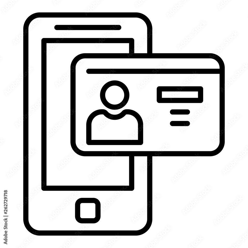 Smartphone man id card icon. Outline smartphone man id card vector icon ...