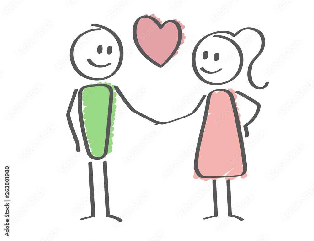 Stick Figure - love - man and woman holding hands - heart Stock Vector ...