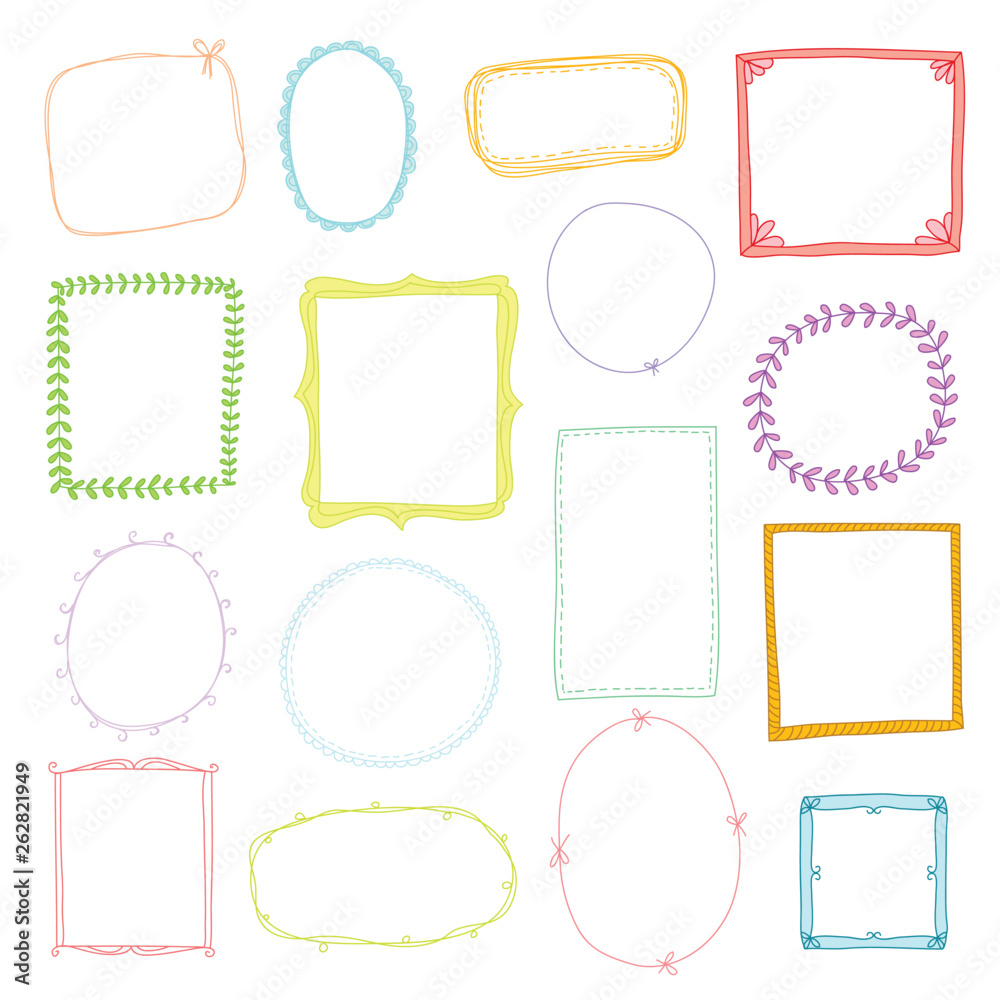 Cute hand drawn doodle frame with colors Stock Vector | Adobe Stock