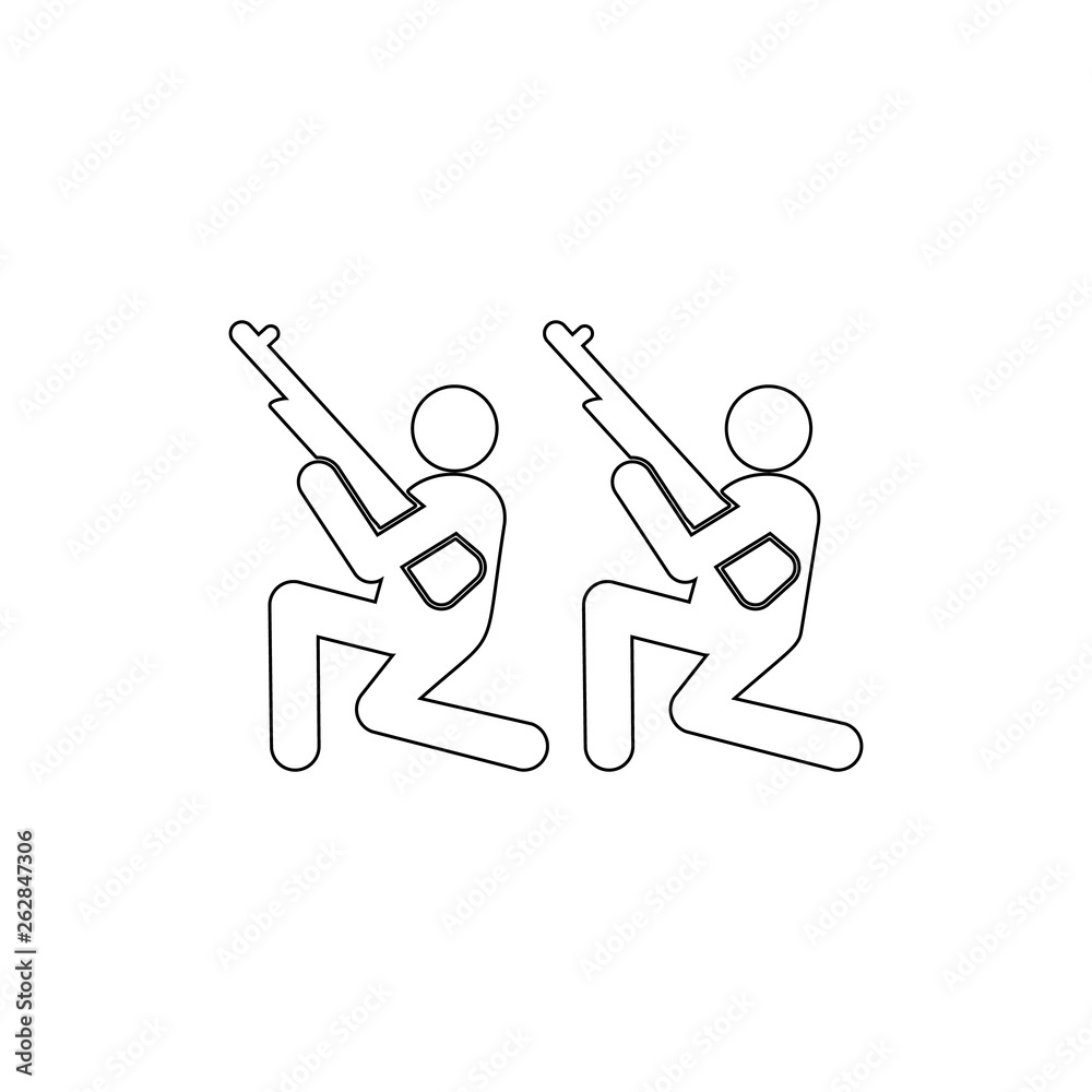 soldiers, guns, shooting outline icon. Can be used for web, logo ...