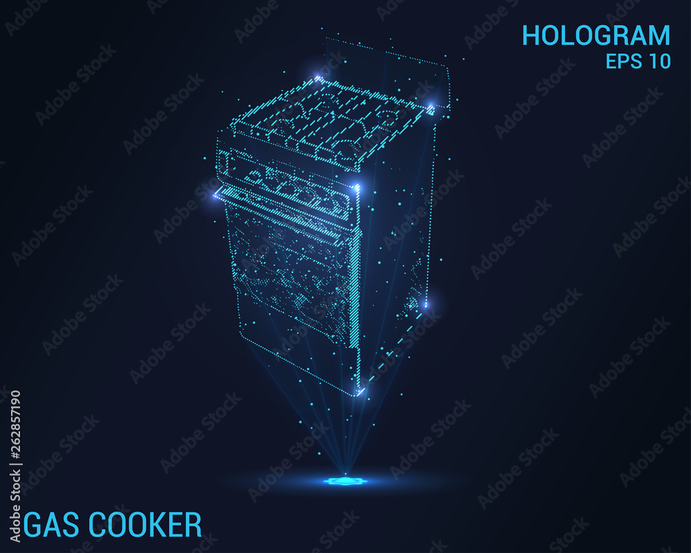 Gas cooker hologram. Holographic projection gas cooker. Flickering ...
