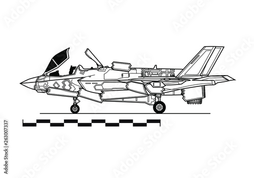 Lockheed Martin F-35B Lightning II. Takeoff configuration. Outline ...