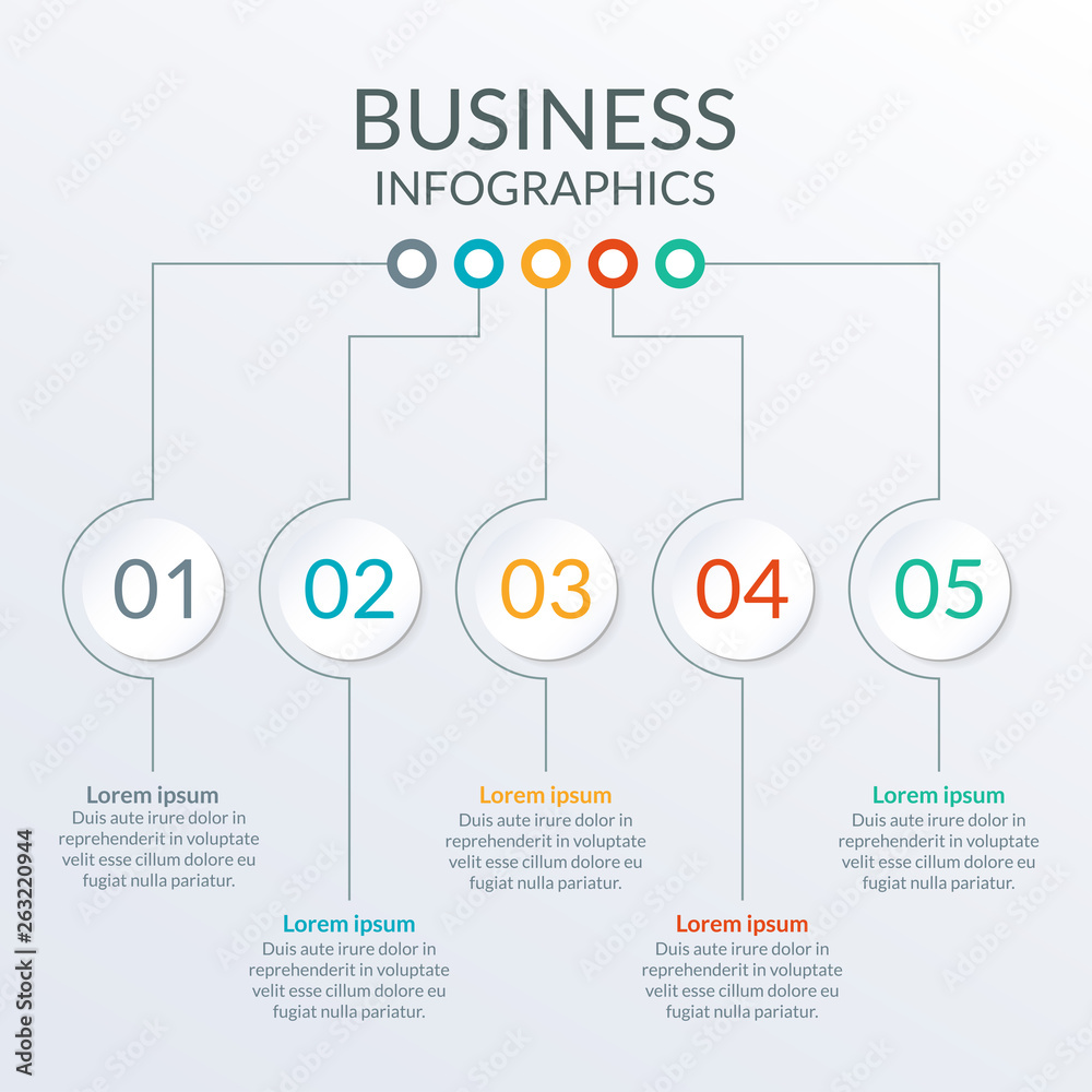 5 steps, options or levels info graphic template . Modern Timeline ...