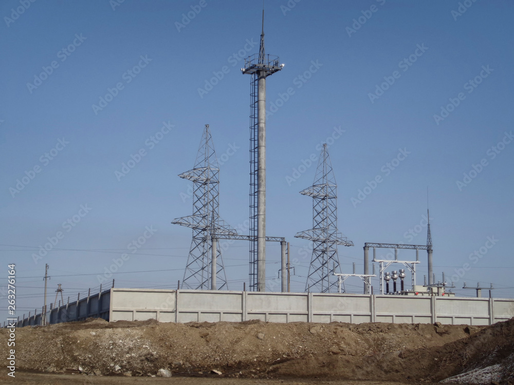 Outdoor Electrical Substation High Voltage. Transformer substation high ...