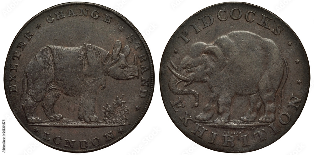 Fotografie Great Britain British copper token 1/2 penny halfpenny circa ...