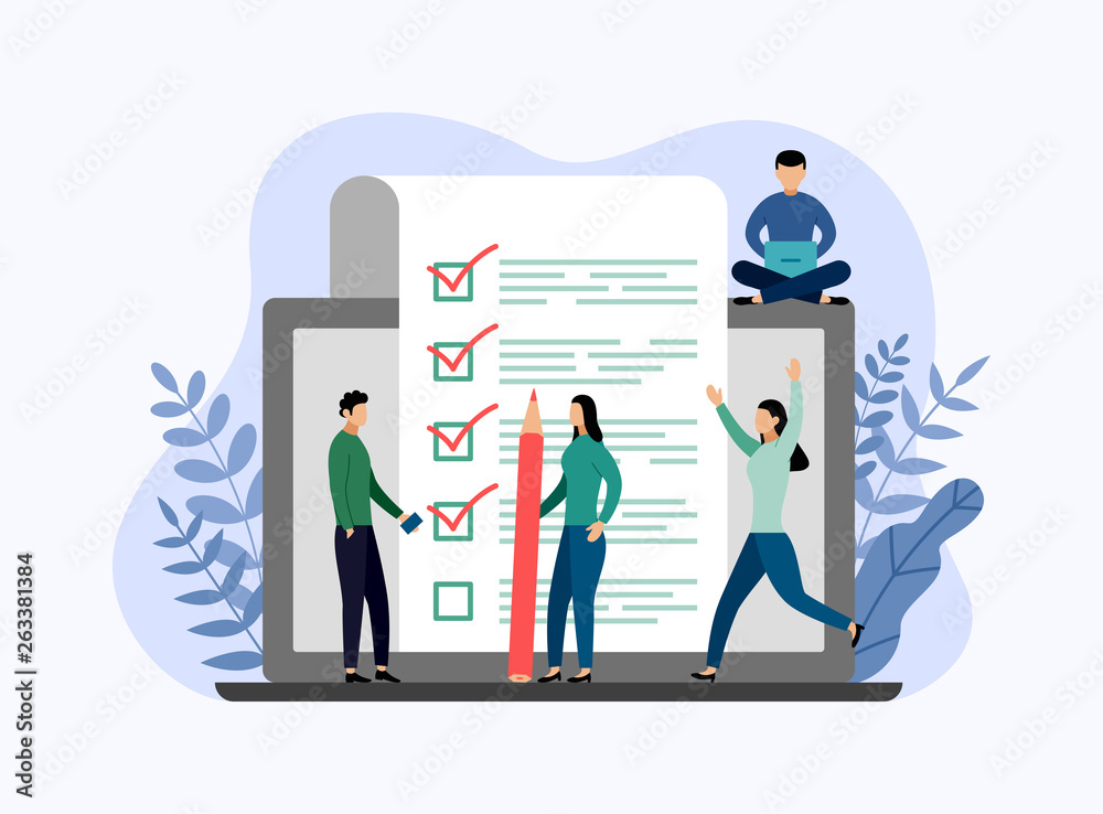 Online survey report, checklist, questionnaire, business concept vector ...