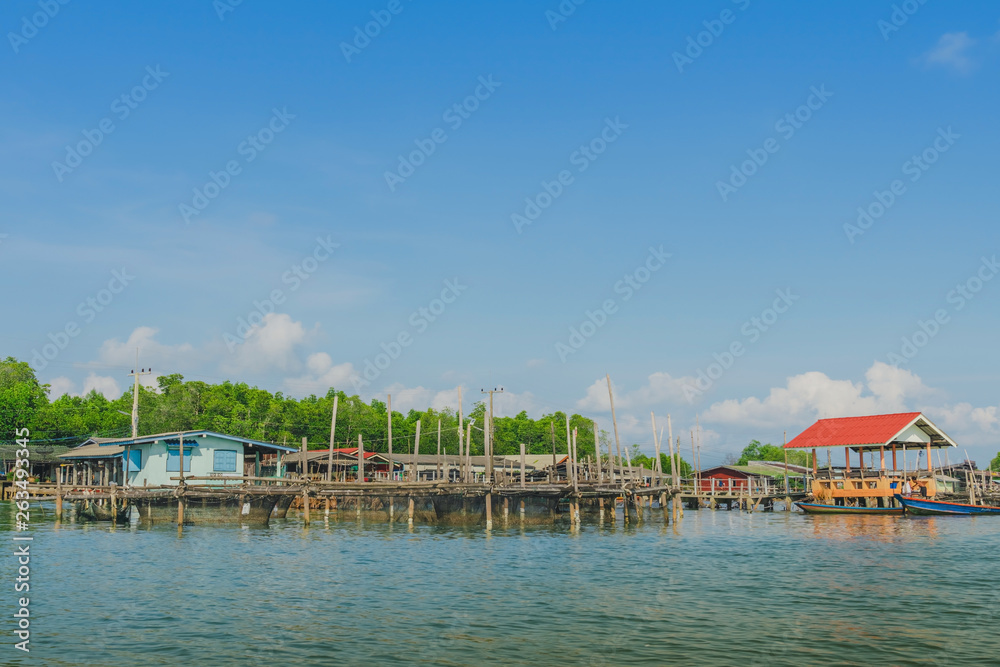 Unseen in Thailand. Scenery of Fishing village (The No-Land Village) at Bang Chan, Khlung ...