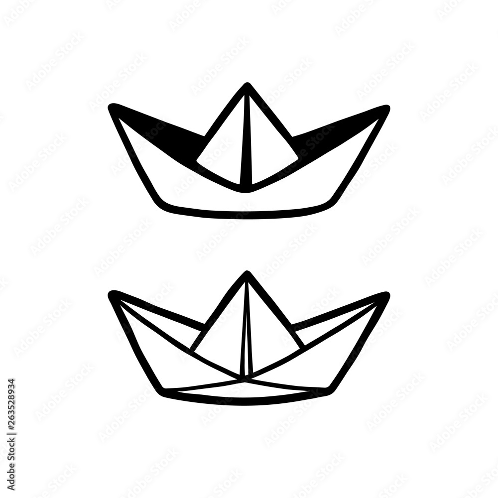 Paper boat drawing Stock Vector | Adobe Stock