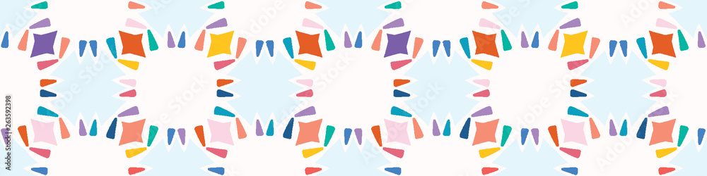 Rainbow sun flower cut out shape. Vector border pattern seamless ...