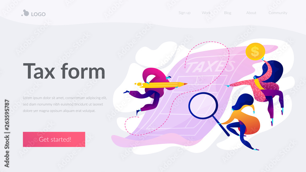 Tax form, income tax return, company tax payment concept. Website ...