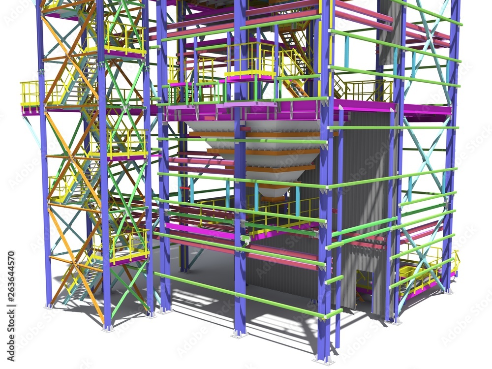 Ilustración de Stock Building Information Model of metal structure ...