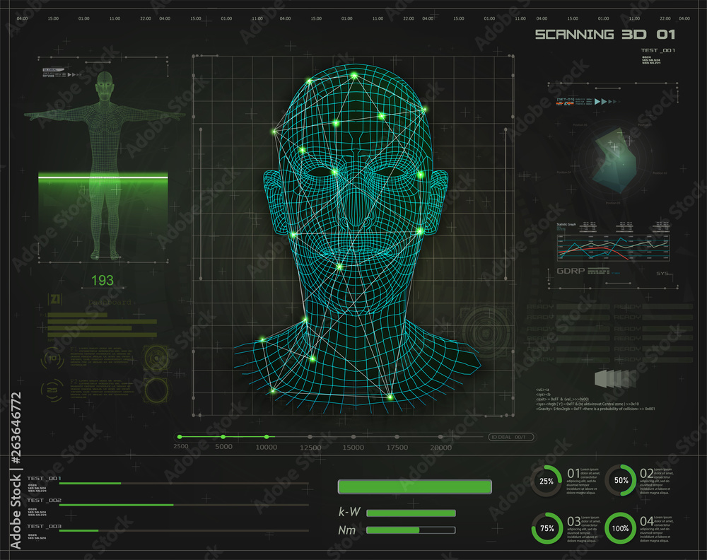 Artificial intelligence. Biometric identification or Facial recognition ...
