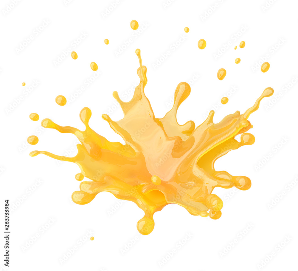Juice splash isolated on white background. Healthy food and balanced ...